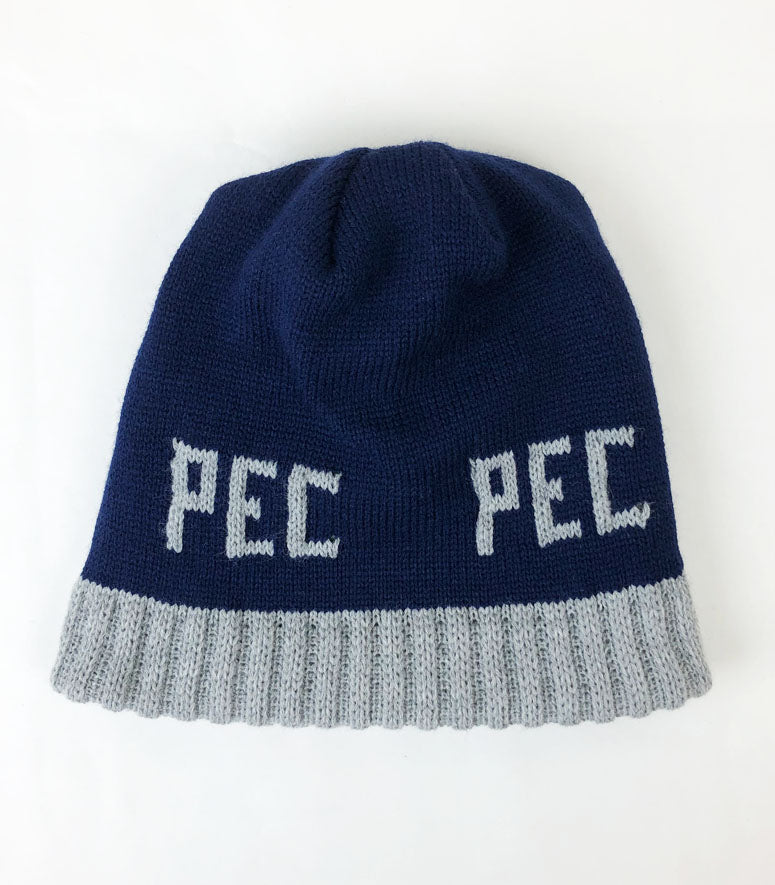 PEC Ribbed KNIT Toque Navy Blue and Grey Winter Beanie – Prince Edward ...